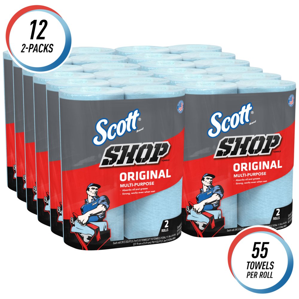 Scott Shop Towels Original 75040 Blue 55 Towels Standard Roll 24 scott-shop-towels-original-75040-blue-55-towels-standard-roll-24